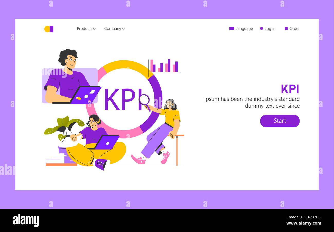 Goal Achievement illustration. Focus on key performance indicators ...