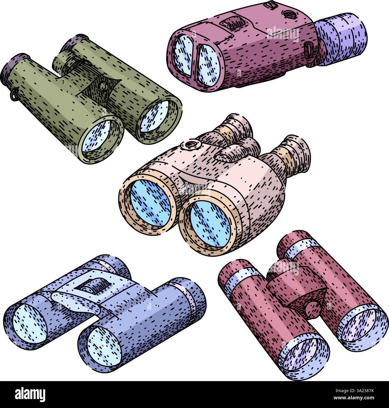 binoculars set sketch hand drawn vector Stock Vector Image & Art - Alamy