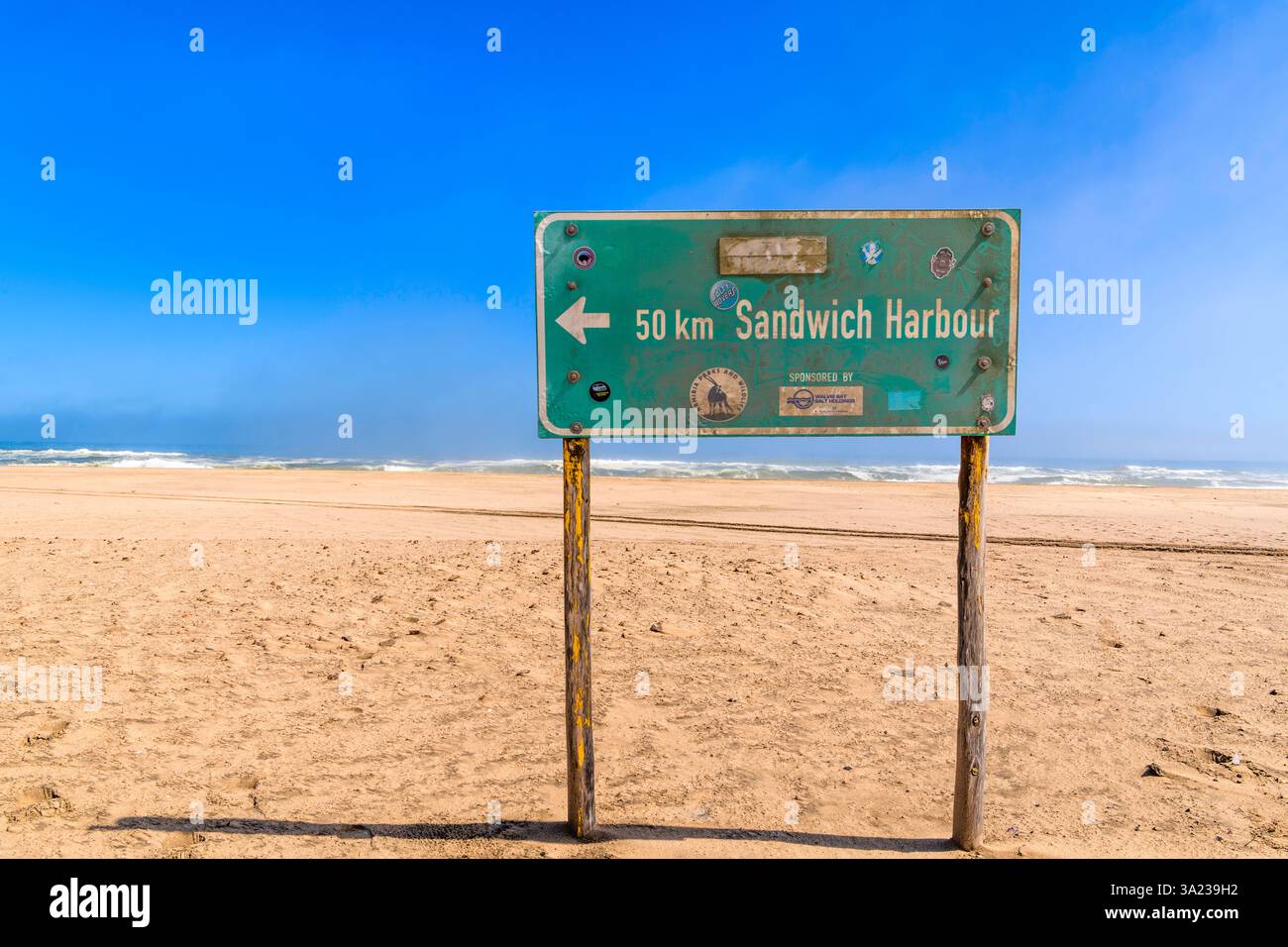 WALVIS BAY, NAMIBIA - AUGUST 14, 2024: Sandwich Harbor Sign Stock Photo ...