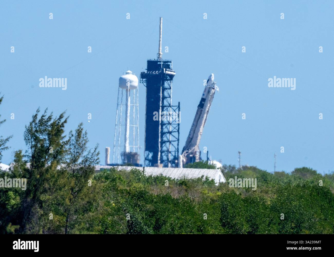 A Falcon 9 with Dragon Spacecraft that will carry NASA's SpaceX Crew-10 ...