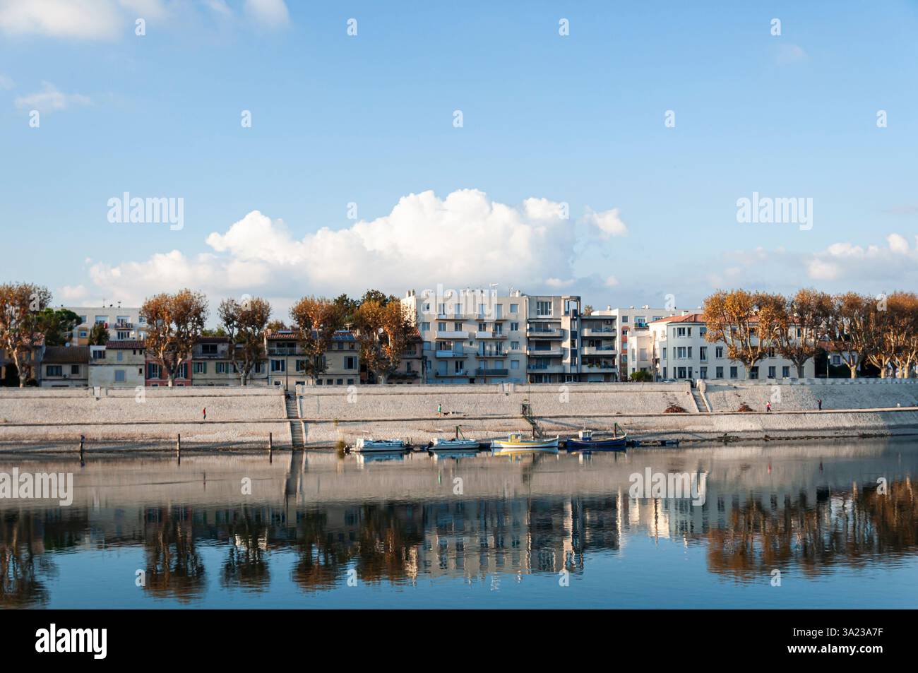 The Rhône river view from the Quai Marx Dormoy, Arles, Bouches du Rhône ...