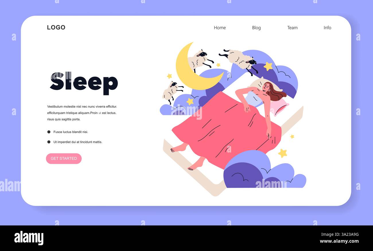 Sleep concept illustration featuring a woman peacefully resting under ...