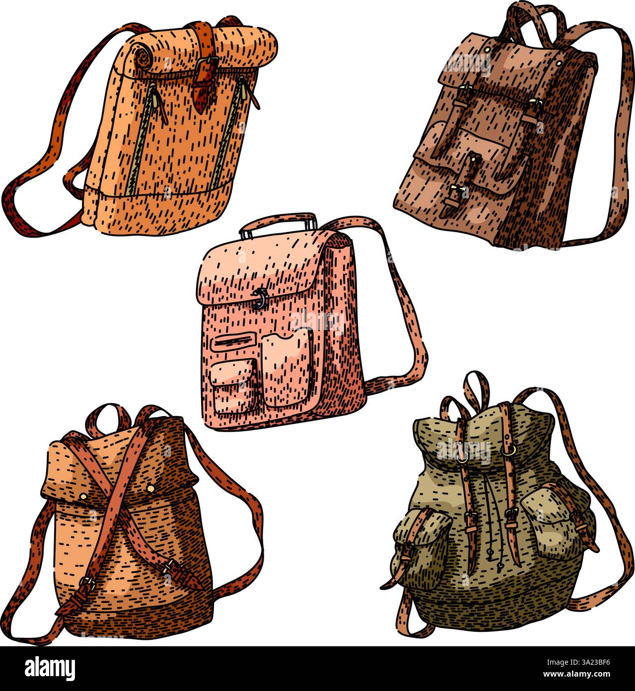 backpack set sketch hand drawn vector Stock Vector Image & Art - Alamy