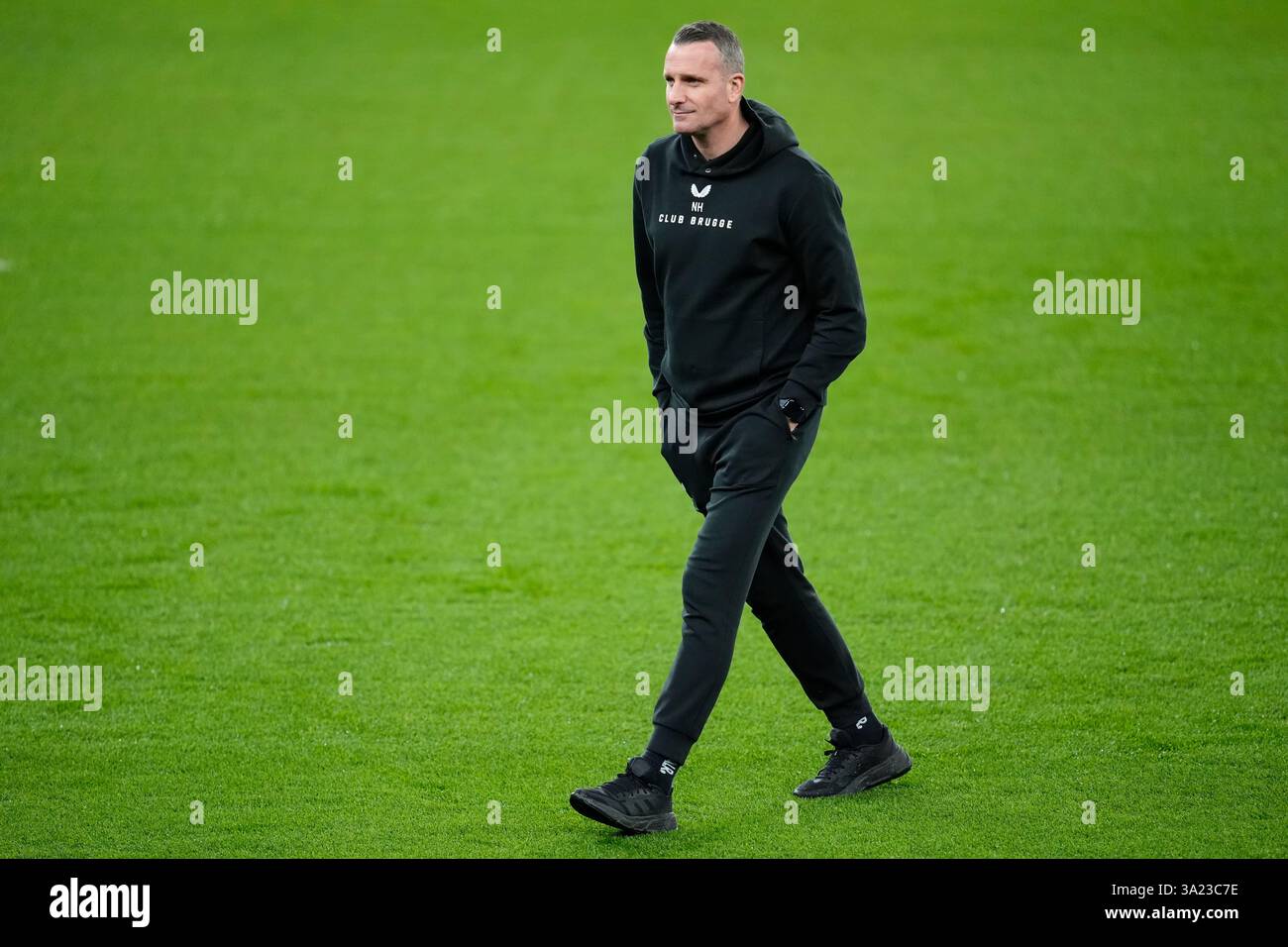 Club Brugge manager Nicky Hayen on the pitch ahead of a training ...