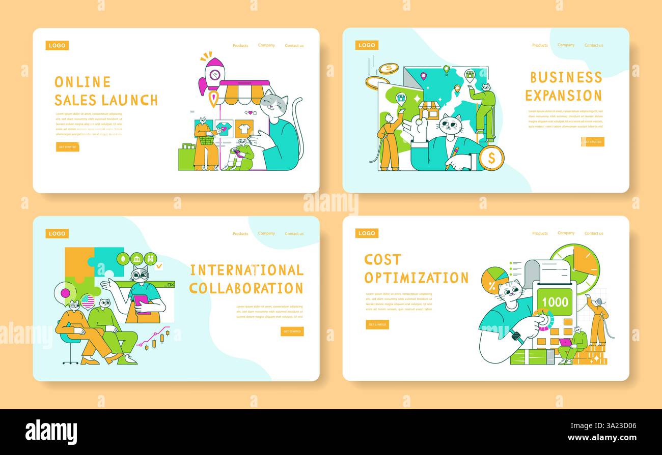 Business Cat concepts for online sales launch, business expansion ...