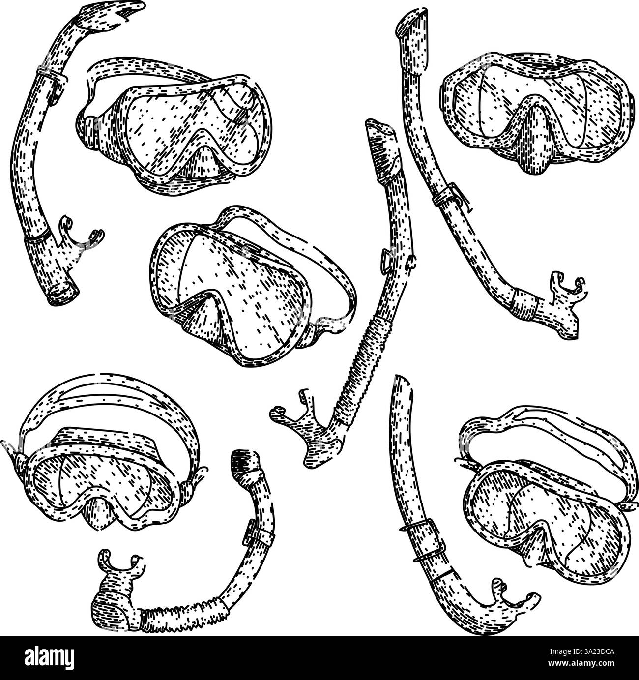 snorkel set sketch hand drawn vector Stock Vector Image & Art - Alamy