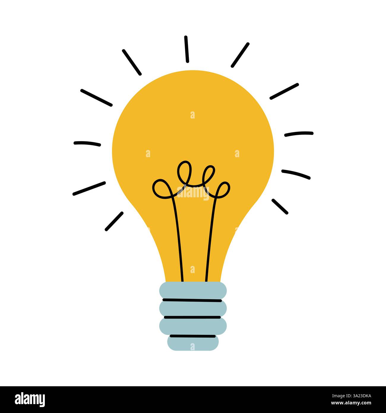 Creative idea or solution concept, bulb with rays shining. Cartoon bulb ...