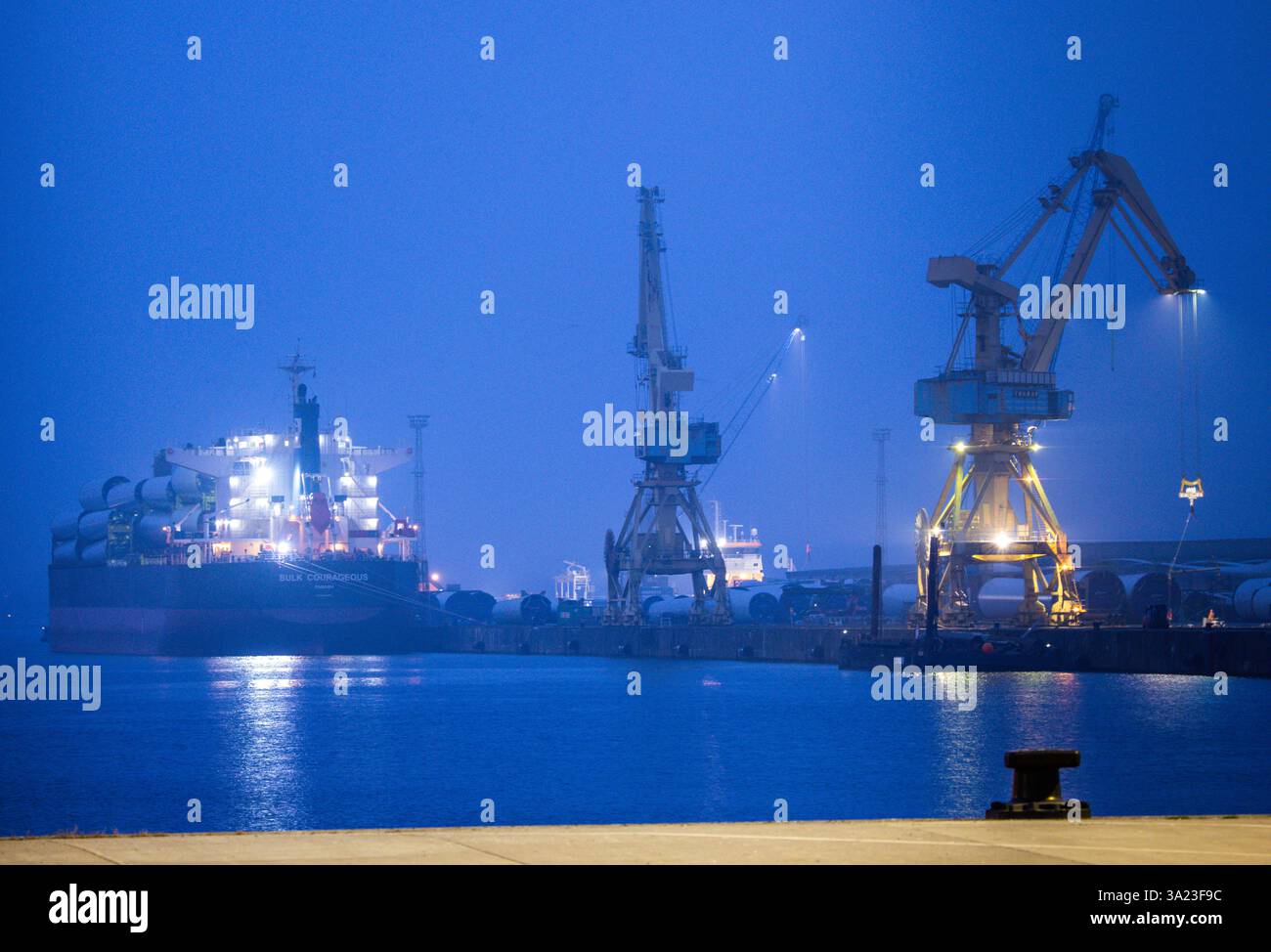 Rostock, Germany. 11th Mar, 2025. The 200-meter-long cargo ship "Bulk ...