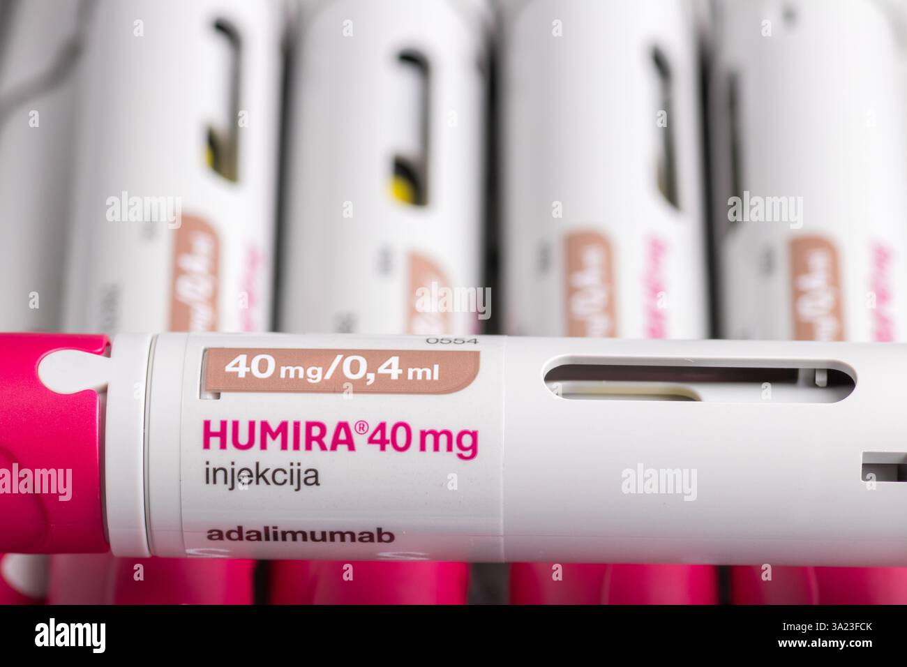 VINKOVCI, CROATIA, 05.26.2020:Close-up of injection pens labeled for ...