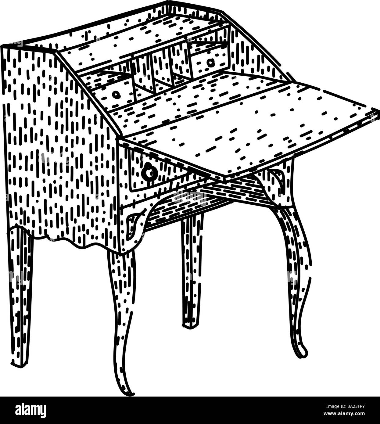 computer desk sketch hand drawn vector Stock Vector Image & Art - Alamy