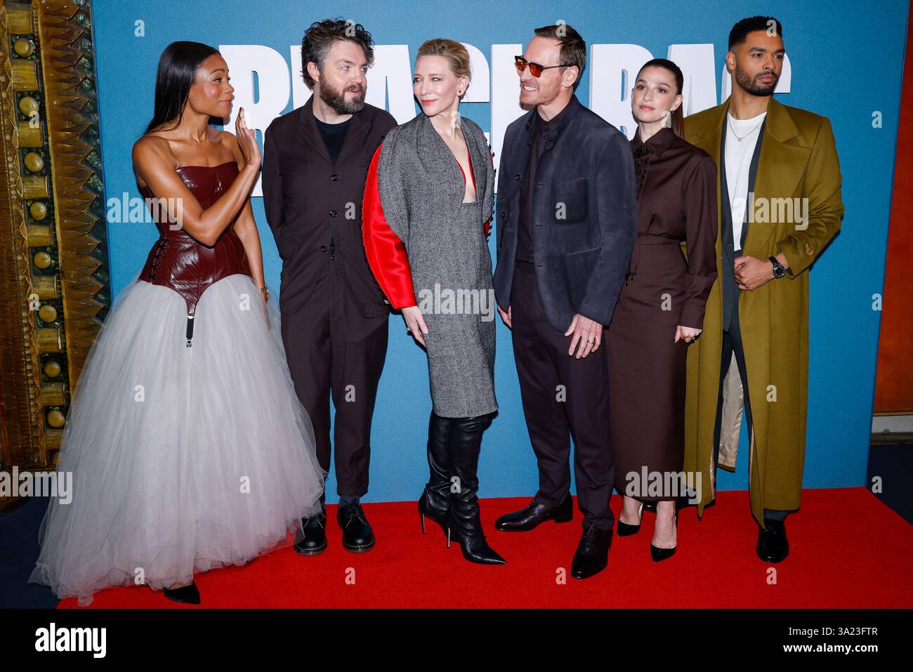 Naomie Harris, from left, Tom Burke, Cate Blanchett, Michael Fassbender, Marisa Abela and Rege ...