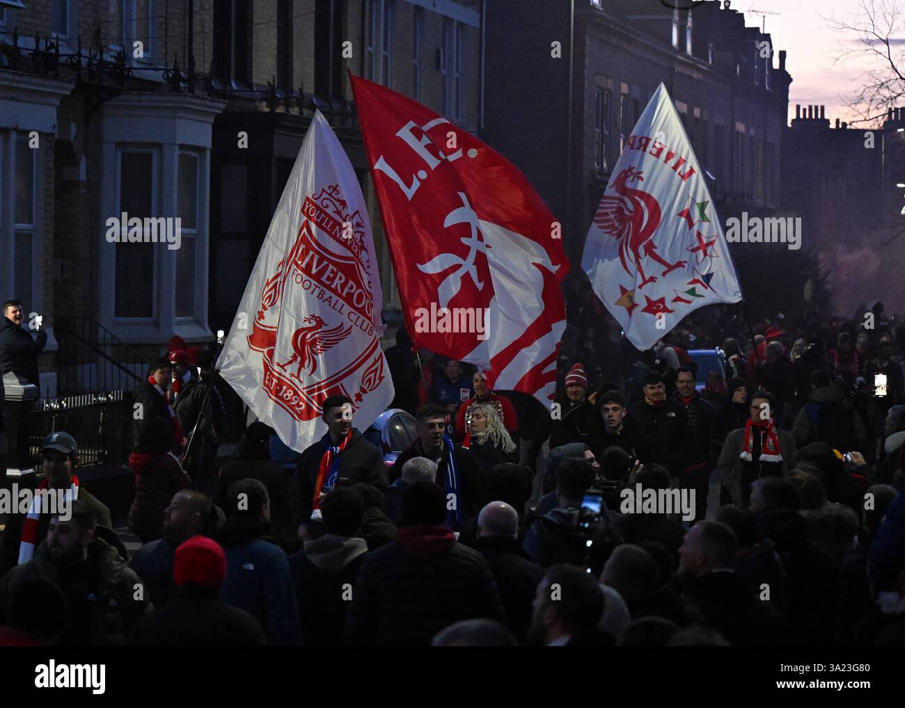 Liverpool, UK. 11th Mar, 2025. Liverpool fans during the UEFA Champions ...