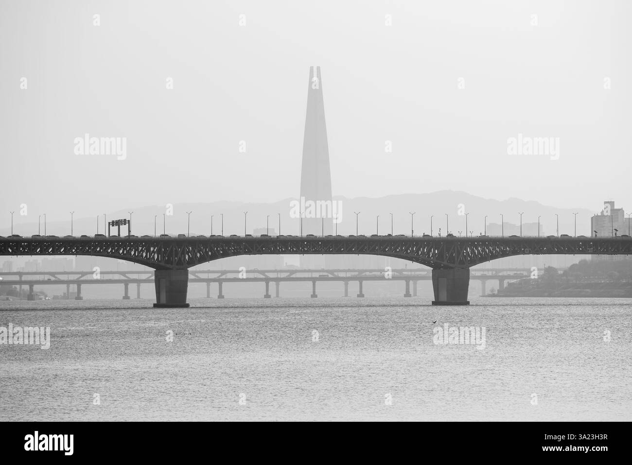 View of Han river Hangang and urban cityscape of Seoul, capital of ...