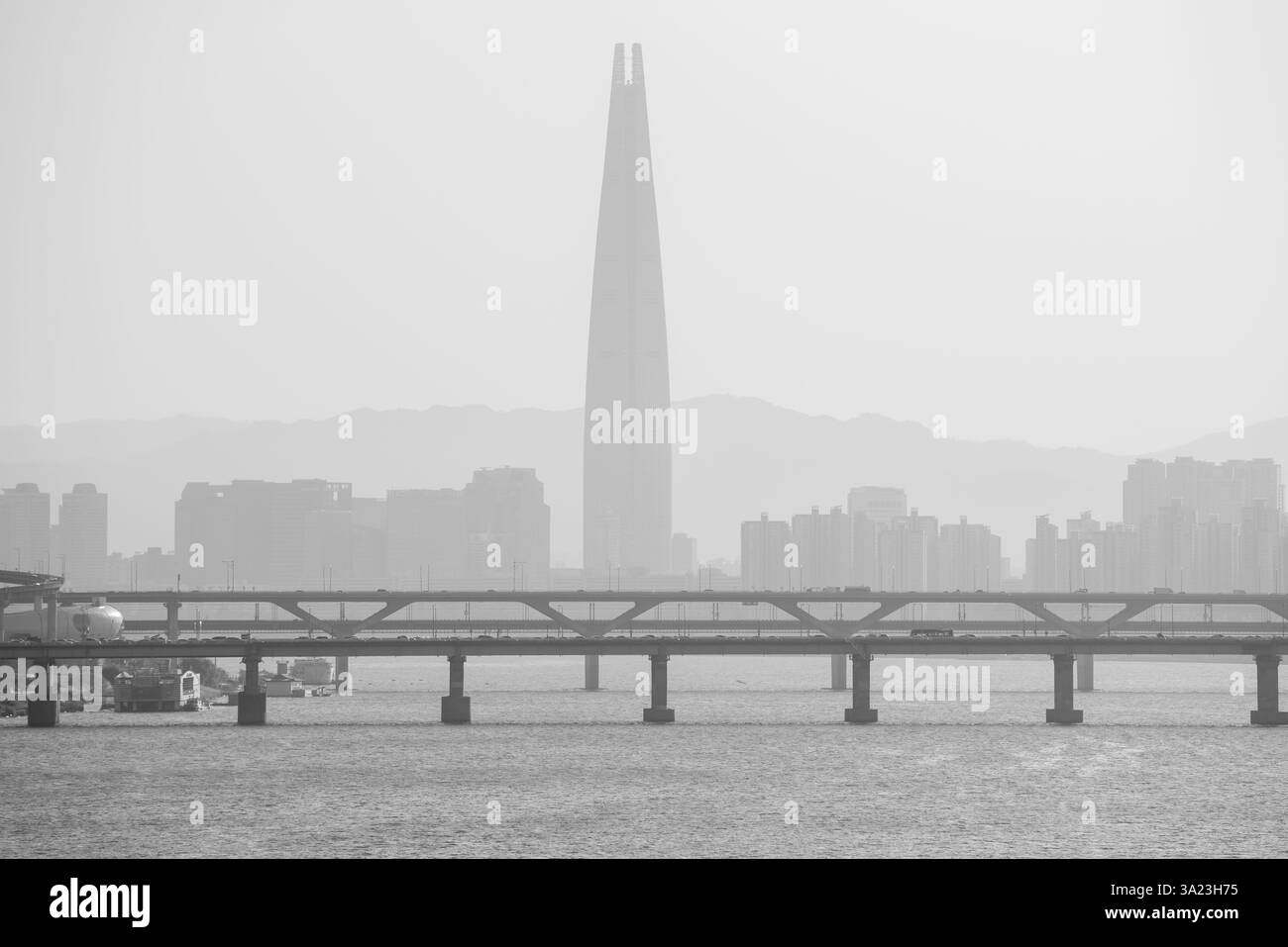 View of Han river Hangang and urban cityscape of Seoul, capital of ...