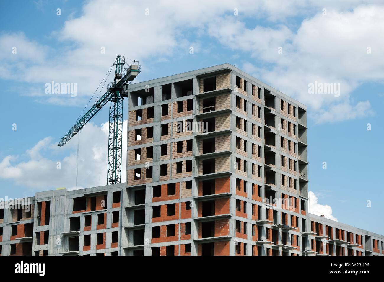Industrial background with building architecture under construction ...