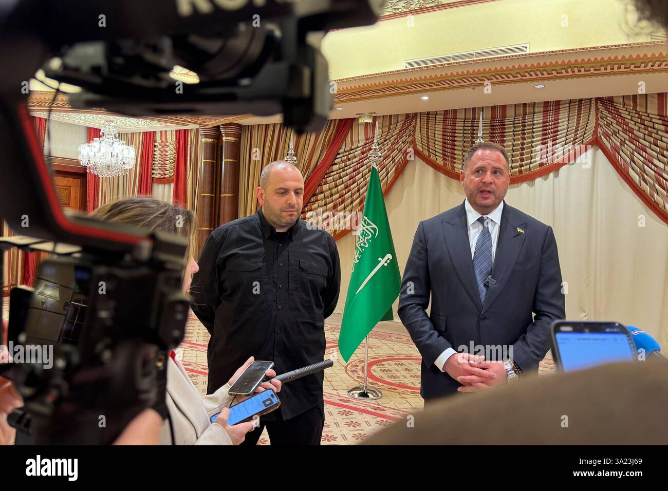 Ukrainian Head of Presidential Office Andriy Yermak, right, and ...