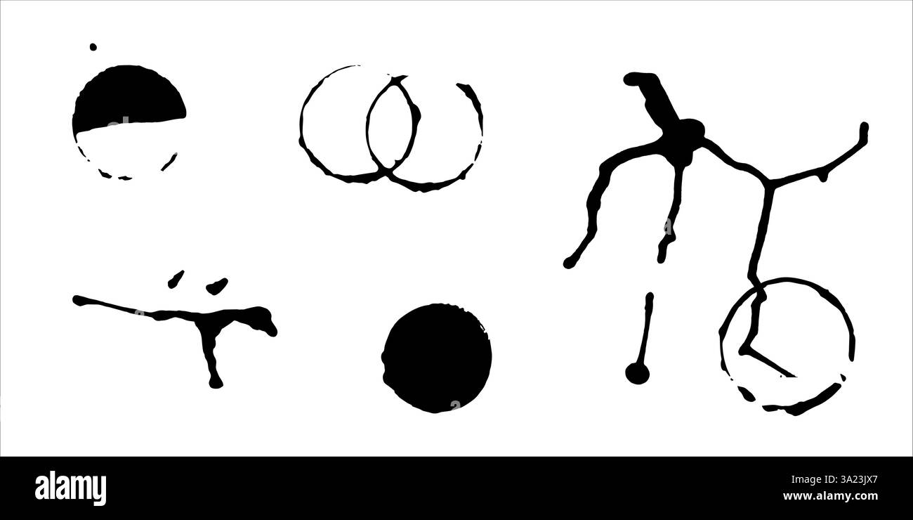 Set of round paint prints. Vector illustration of round ink strokes ...