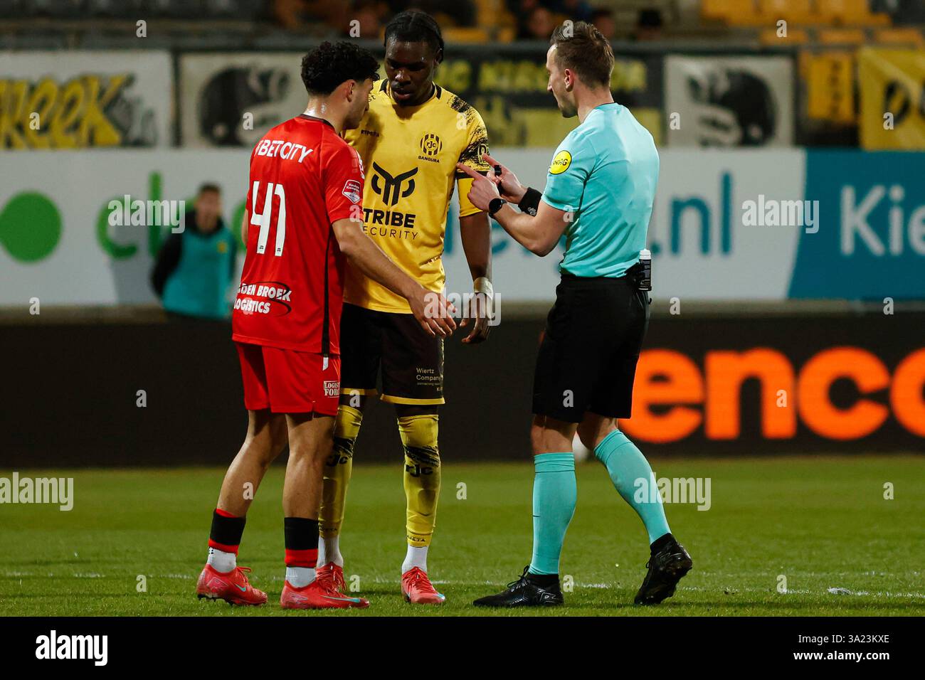 KERKRADE , NETHERLANDS - MARCH 11: Saydou Bangura of Roda JC and Sem Dekkers of Helmond Sport ...