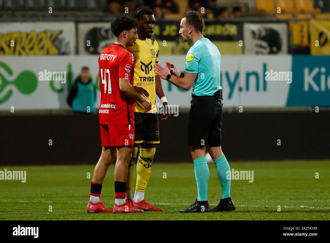 KERKRADE, NETHERLANDS - MARCH 11: Saydou Bangura of Roda JC and Sem Dekkers of Helmond Sport ...