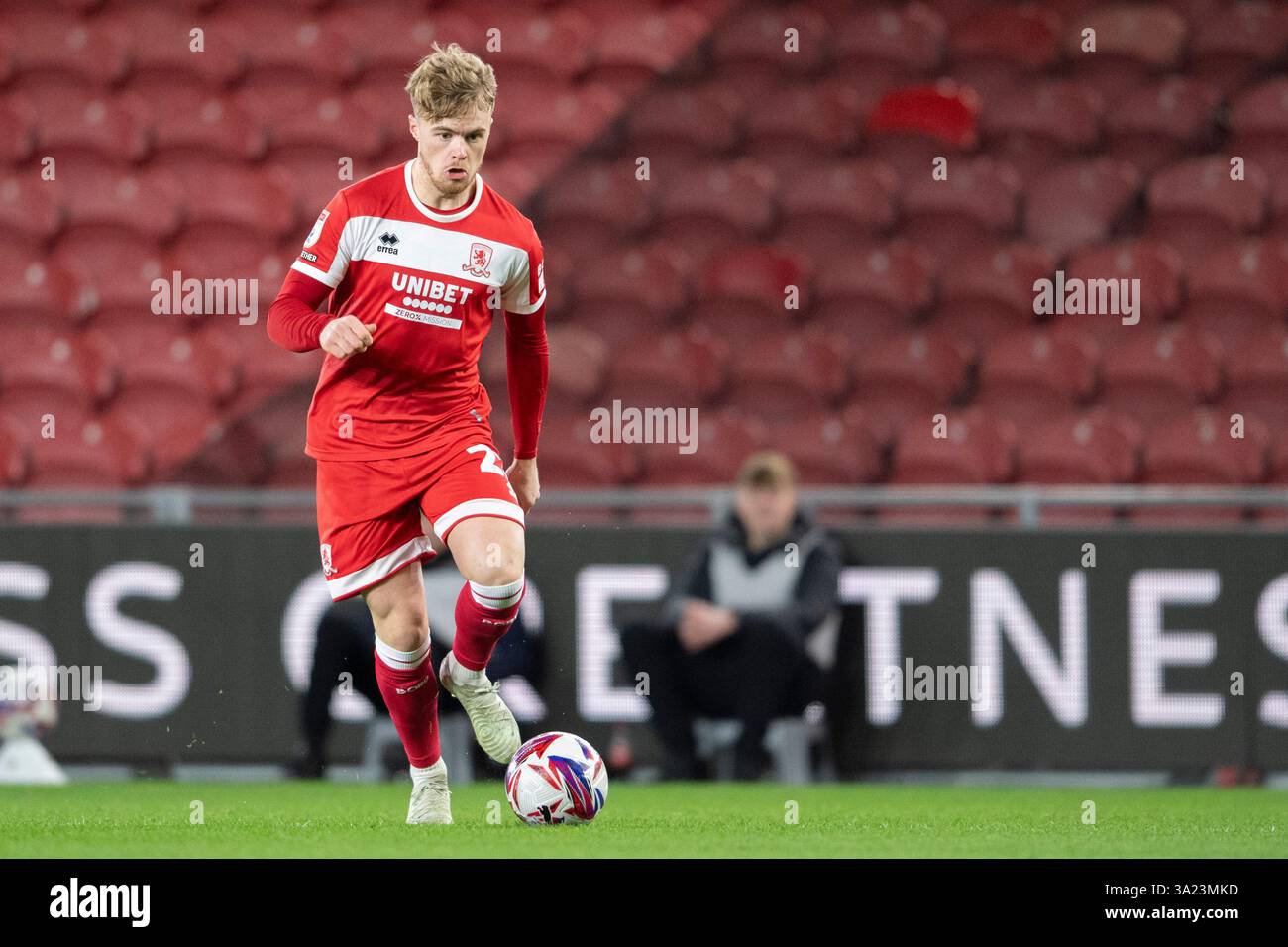 Middlesbrough's Tommy Conway drives forward during the Sky Bet ...