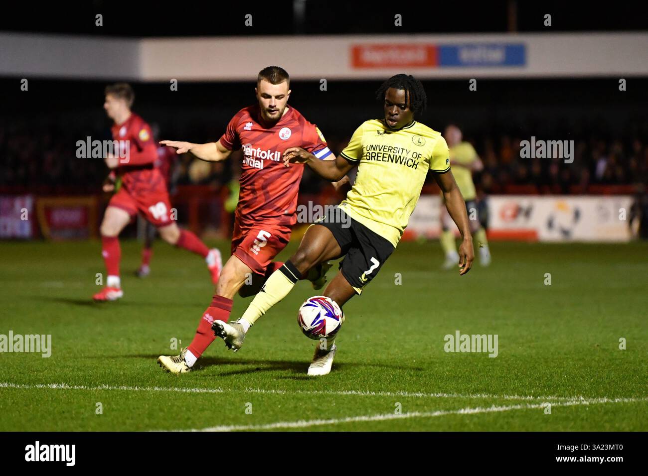 Crawley, England. 11th Mar 2025. Tyreece Campbell and Charlie Barker ...
