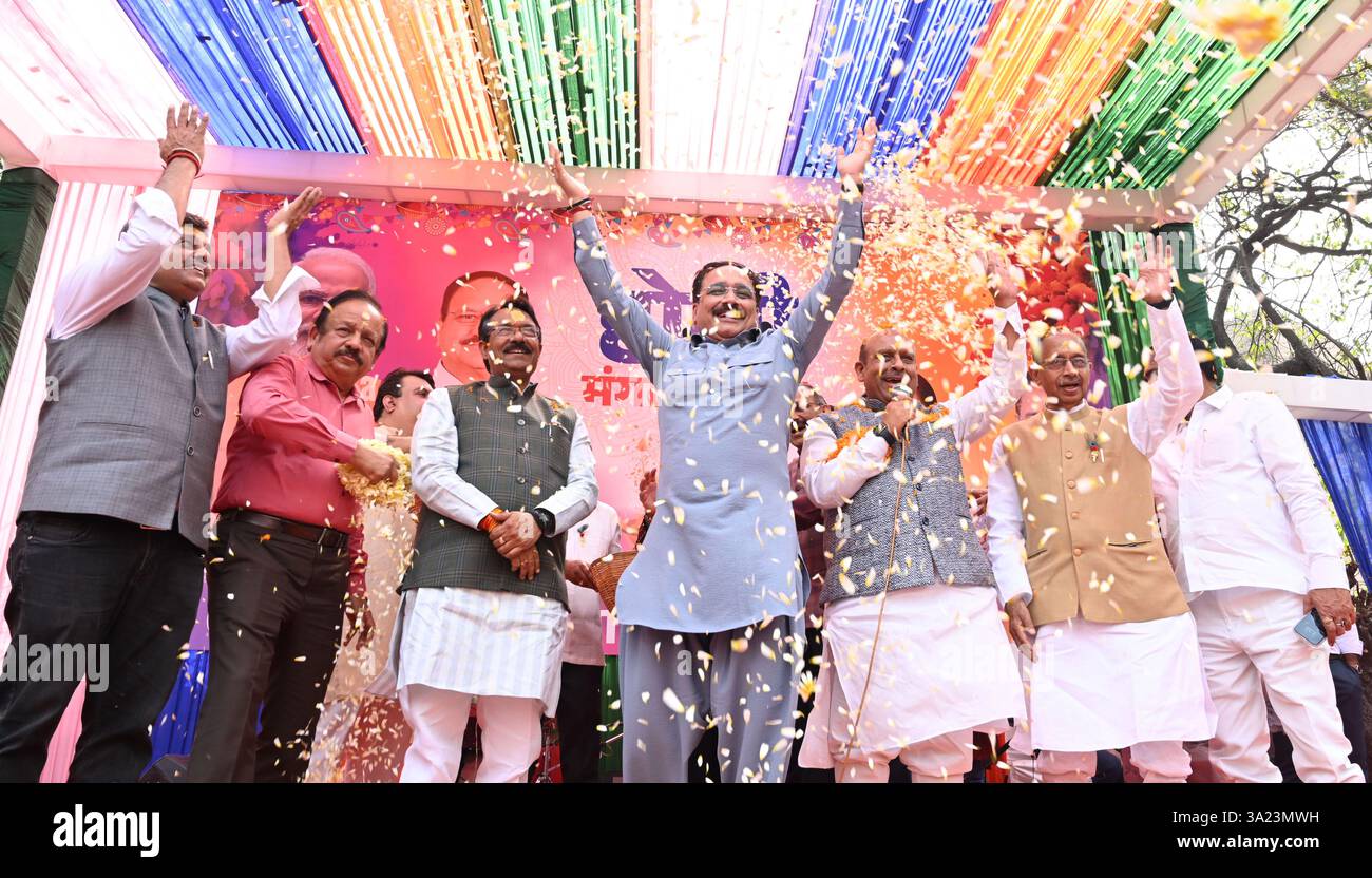 NEW DELHI, INDIA - MARCH 11: Delhi BJP President Virendra Sachdeva, Assembly Speaker Vijendra ...