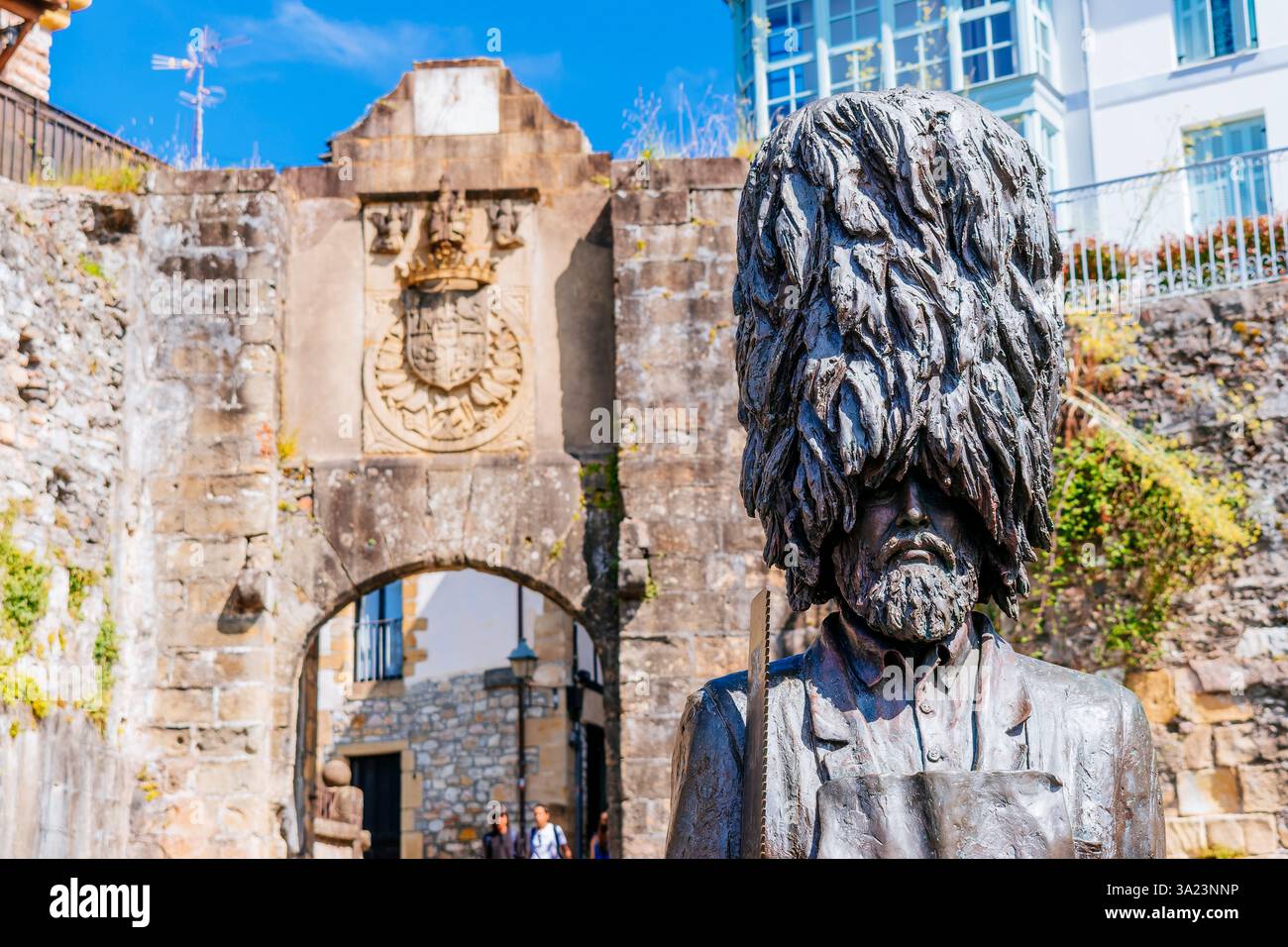 Sculpture of the “Hatxero” next to Santa Maria Gate. This represents ...