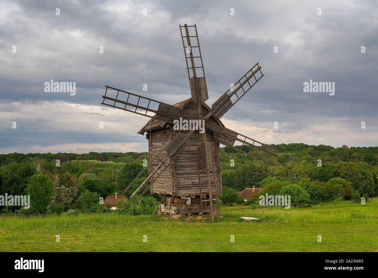 Traditional ukrainian windmill in the museum of national architecture ...