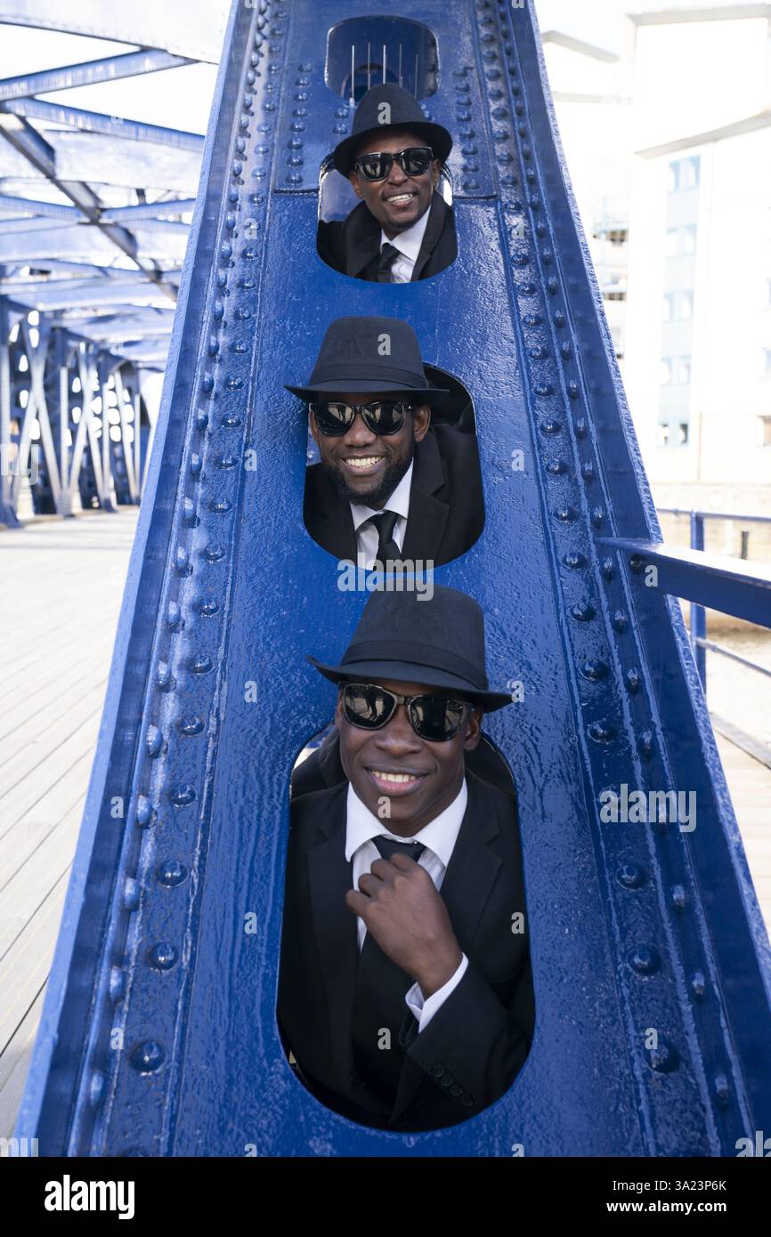 Acrobats from The Black Blues Brothers show off some of their tricks ...