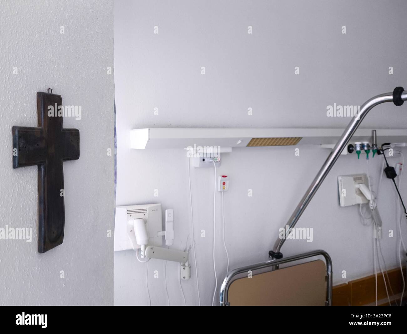 Bavaria, Germany - March 11, 2025: Religious cross on the wall of a ...