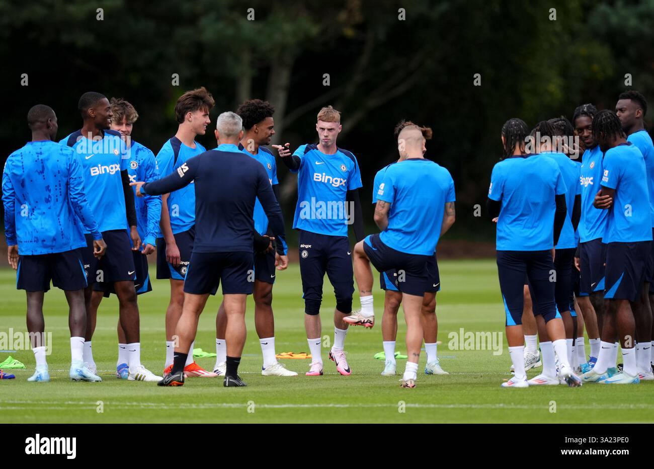 Chelsea's Cole Palmer (centre) and team-mates during a training session ...