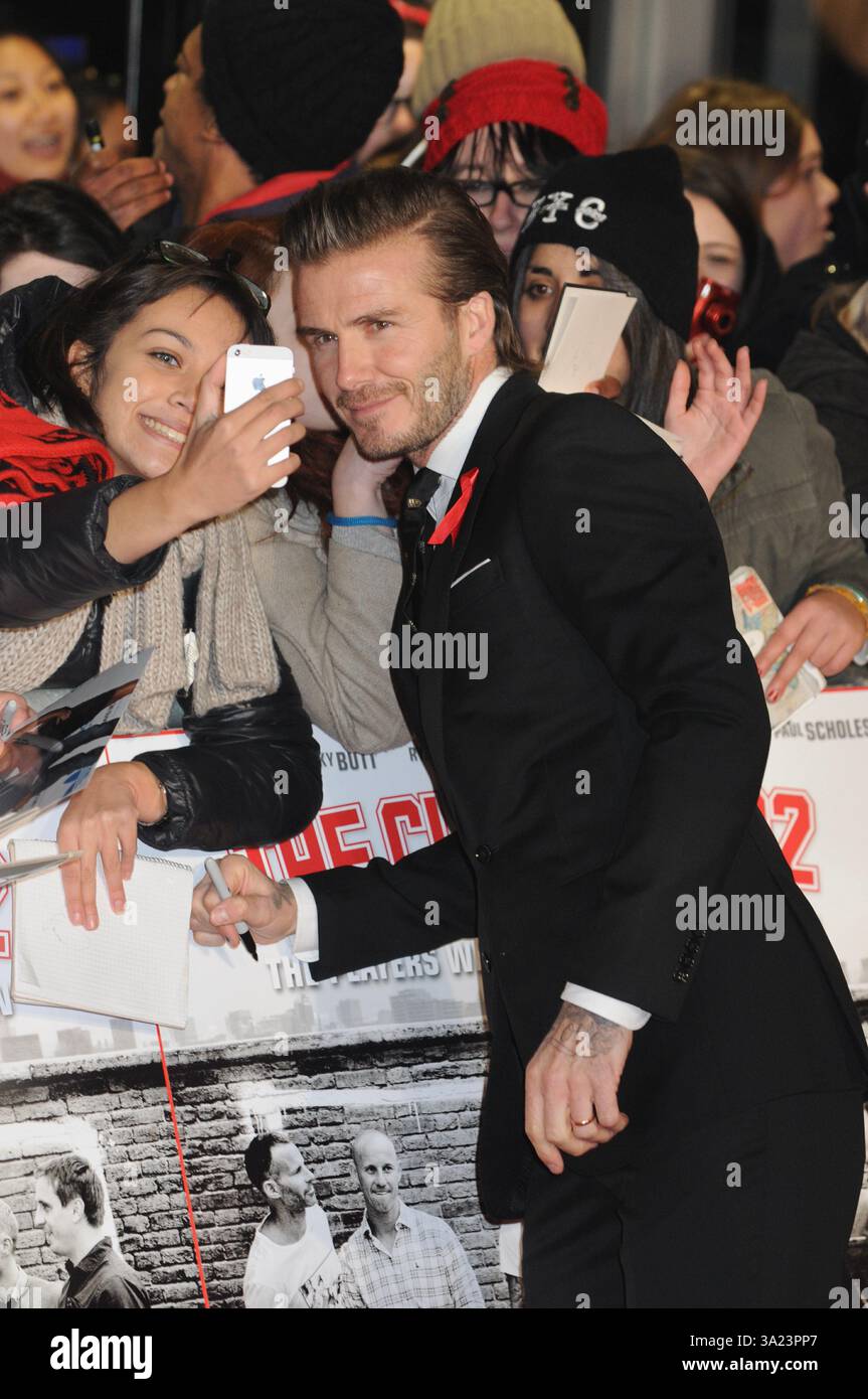 David Beckham with fans, The Class of 92 World Premiere, Odeon West End ...