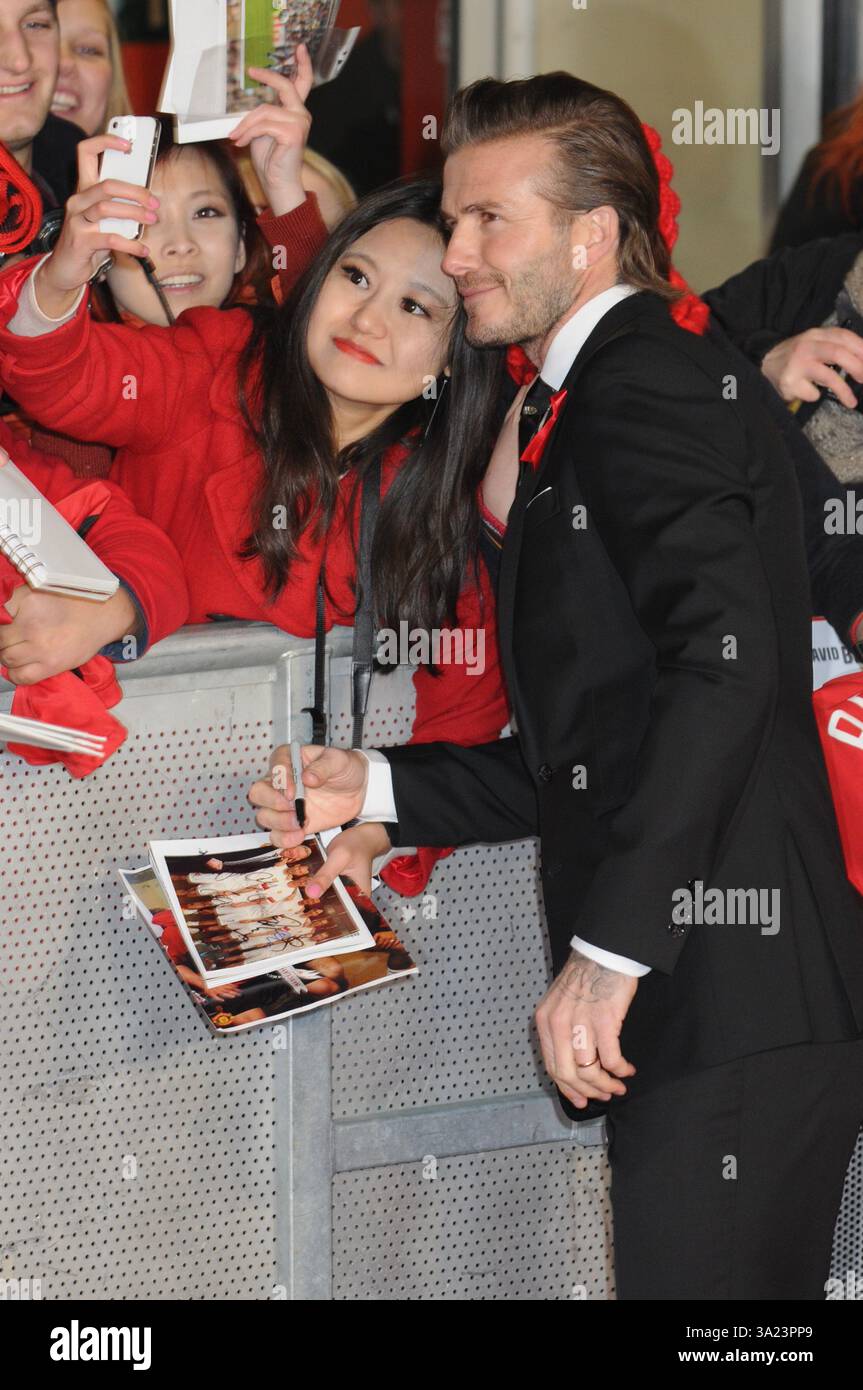 David Beckham with fans, The Class of 92 World Premiere, Odeon West End ...