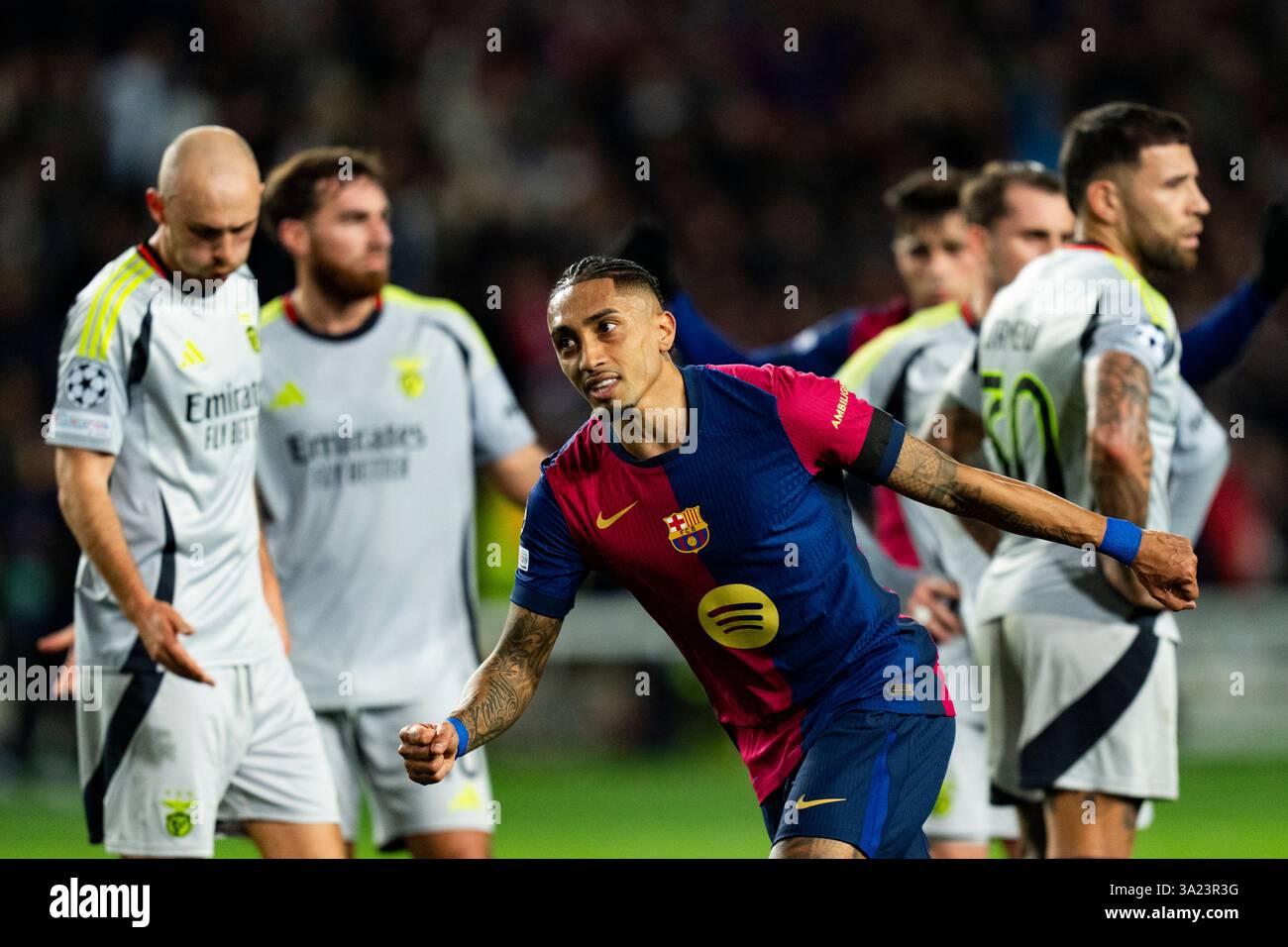 Barcelona, Spain. 11th Mar, 2025. Raphina (FC Barcelona) celebrates ...