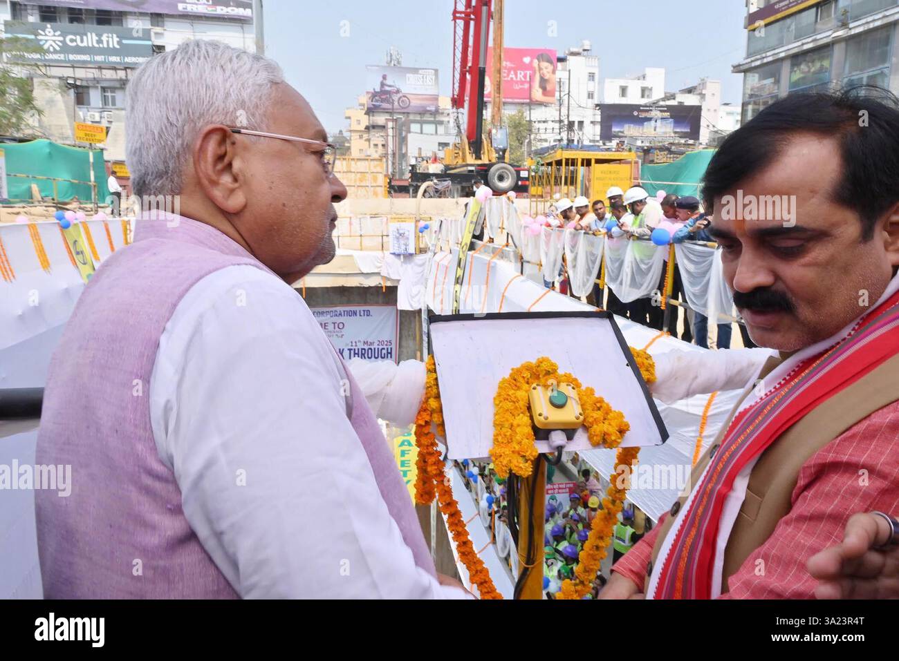 PATNA, INDIA - MARCH 11: Bihar Chief Minister Nitish Kumar inspecting ...