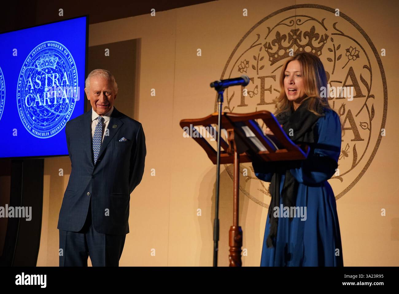 King Charles III listening to SMI chief executive Jennifer Jordan-Saifi ...
