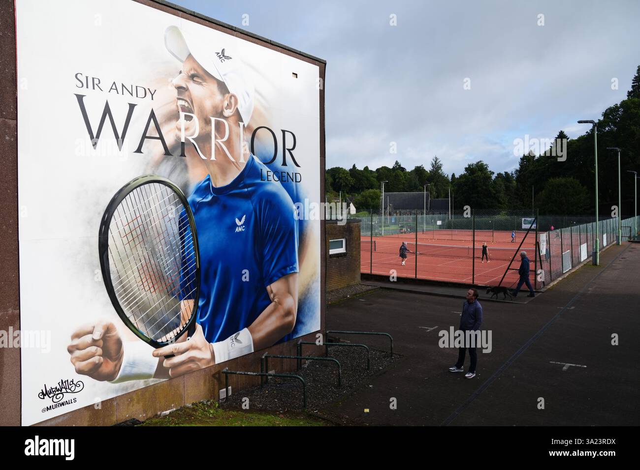 The 20ft artwork outside Dunblane Sports Club of Sir Andy Murray ...