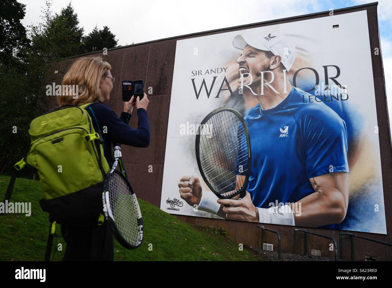 The 20ft artwork outside Dunblane Sports Club of Sir Andy Murray ...