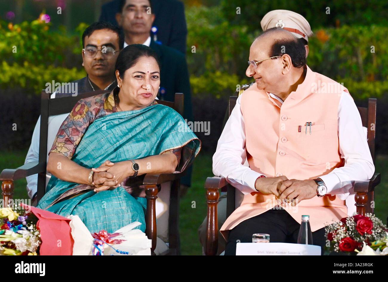 NEW DELHI, INDIA - MARCH 11: Delhi LG Vinai Kumar Saxena With Delhi CM ...