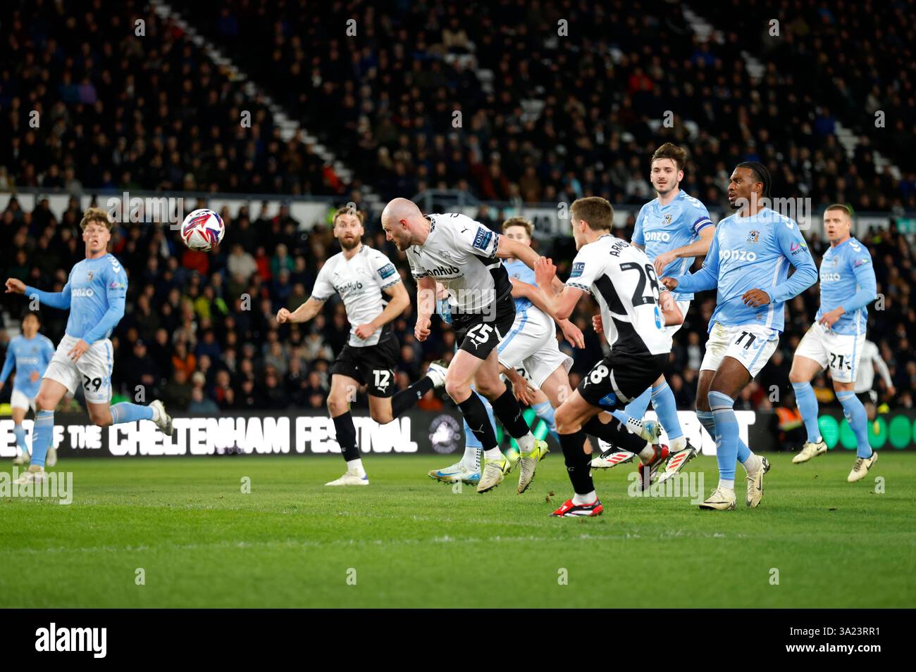 Derby County's Matt Clarke scores their side's first goal of the game ...