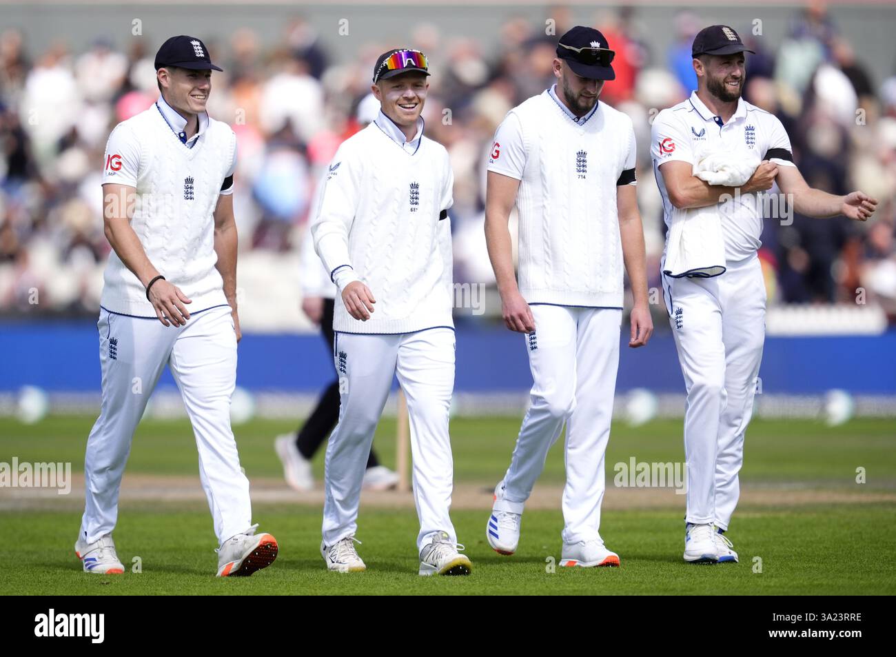England's Matthew Potts (left), Ollie Pope, Gus Atkinson and Chris ...
