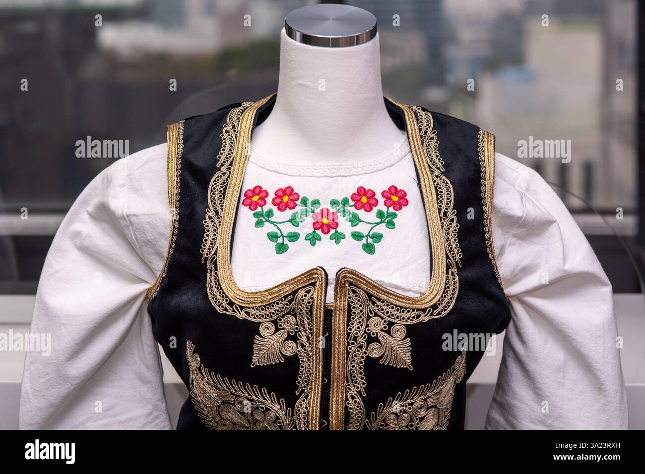 Details and decorations on traditional Serbian folk costume clothing ...