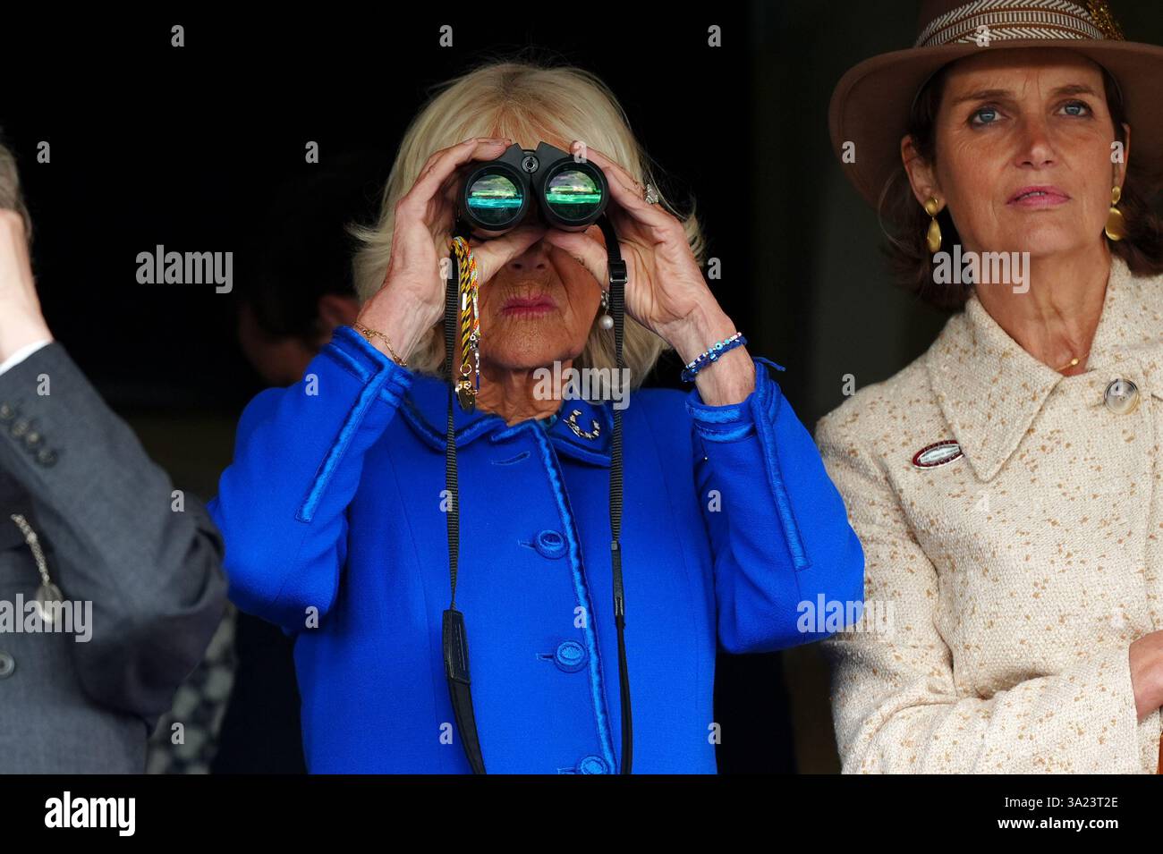 Queen Camilla and Lady Carolyn Warren watching the Sky Bet Mile ...