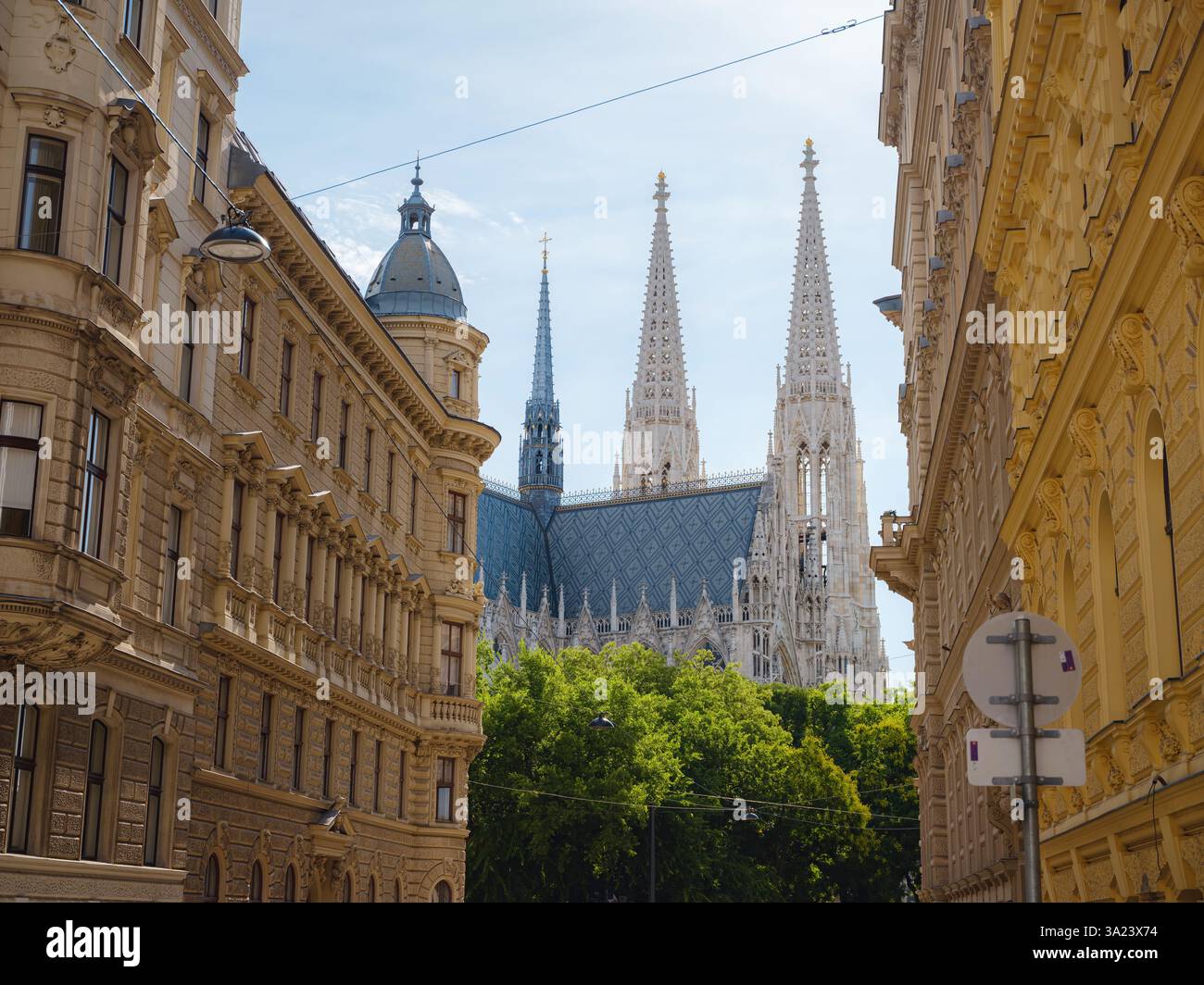 summer vacation in beautiful Vienna - Church of Vow Votivkirche neo-Gothic Austrian church ...