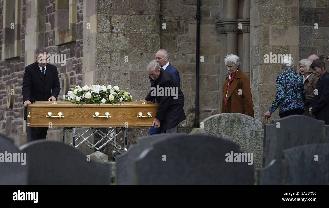 The coffin of country music star Derrick Mehaffey arrives at Donacavey ...