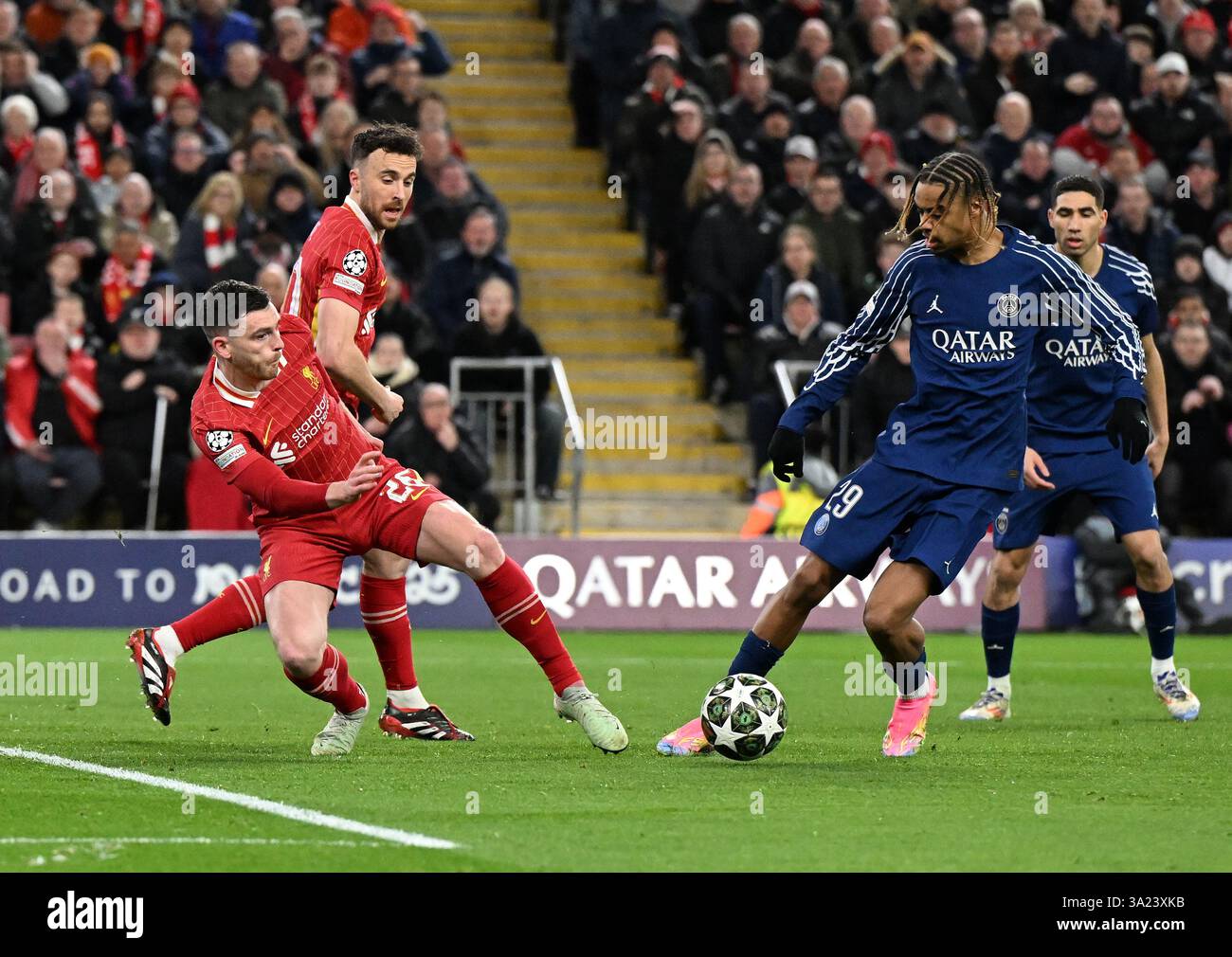 Liverpool, UK. 11th Mar, 2025. Andrew Robertson of Liverpool with ...