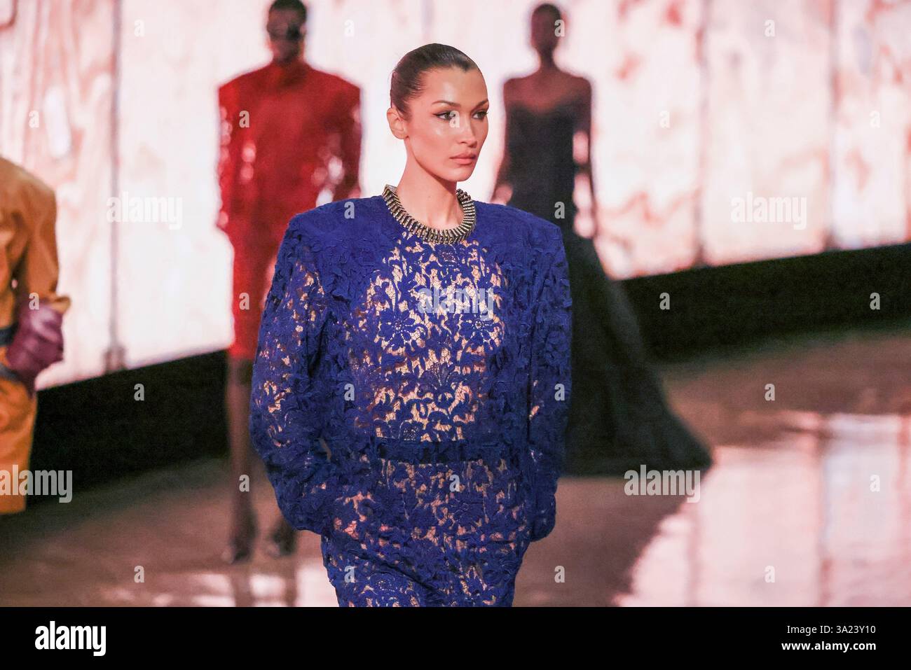 Bella Hadid wears a creation as part of the Saint Laurent Fall/Winter ...