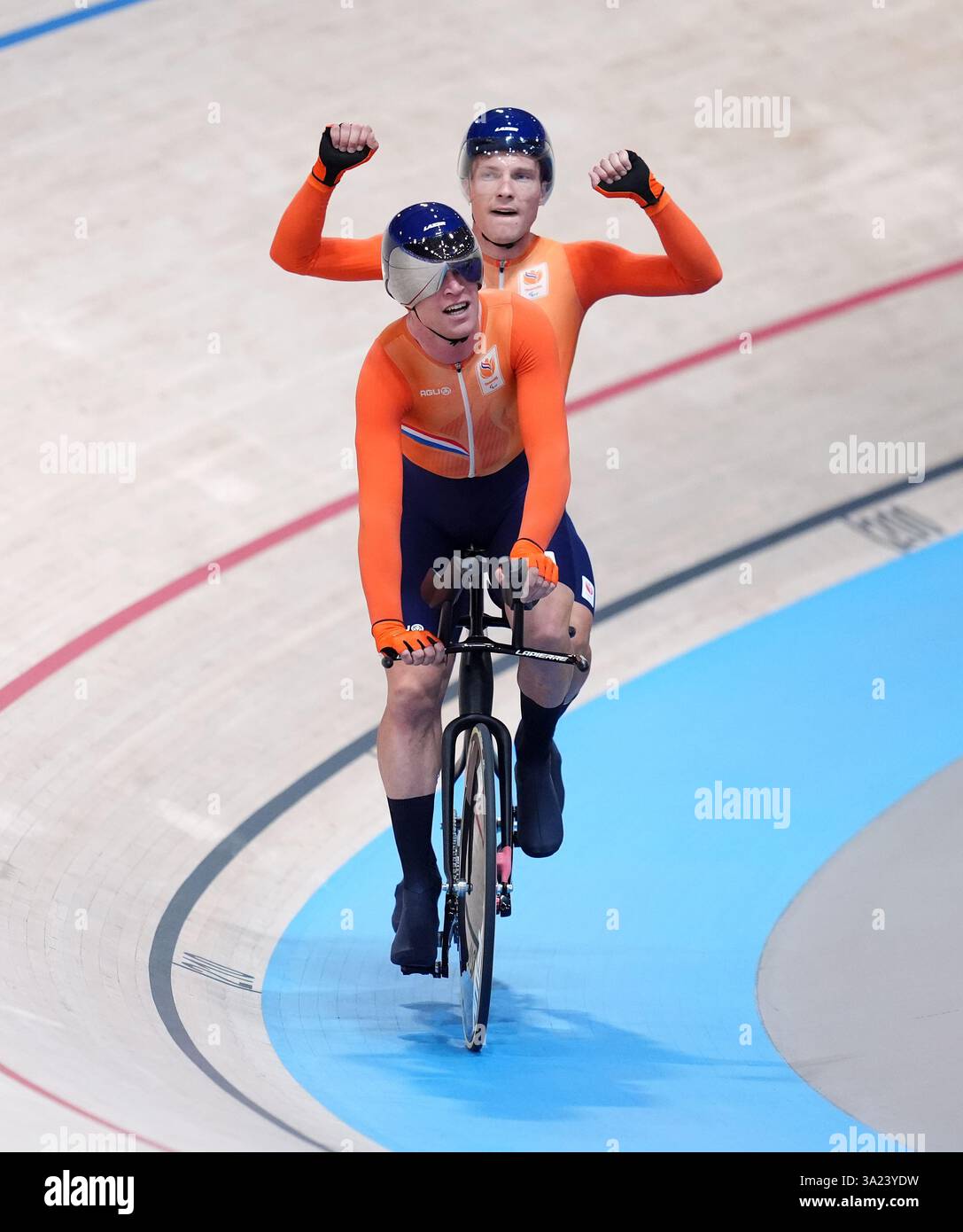 Netherland's Tristan Bangma and pilot Patrick Bos during the Men's B ...