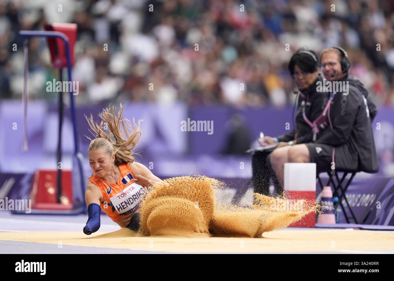 The Netherlands' Kiki Hendriks competes in the Women's Long Jump T64 ...