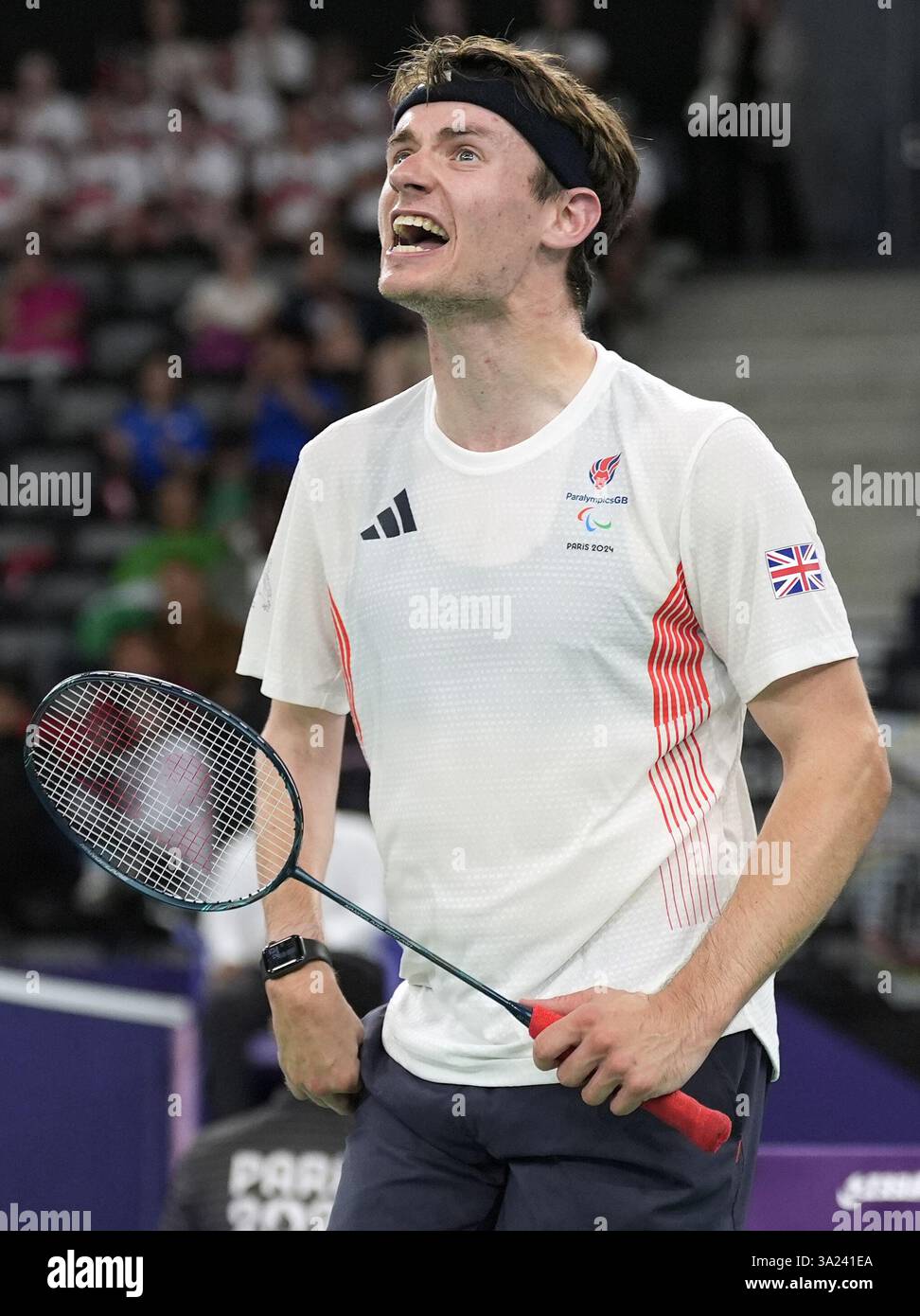 Daniel Bethell gestures during the Badminton Men's gold medal match ...